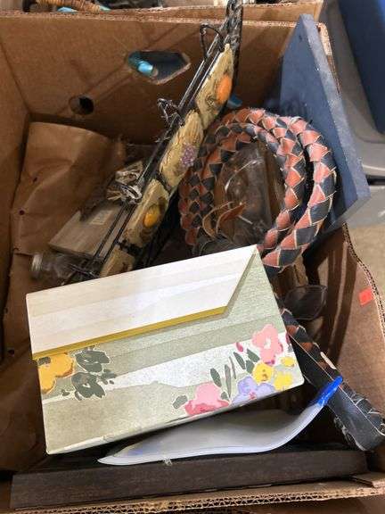 Various Home Items Including Metal Wall Rack and Plaited Decoration ...