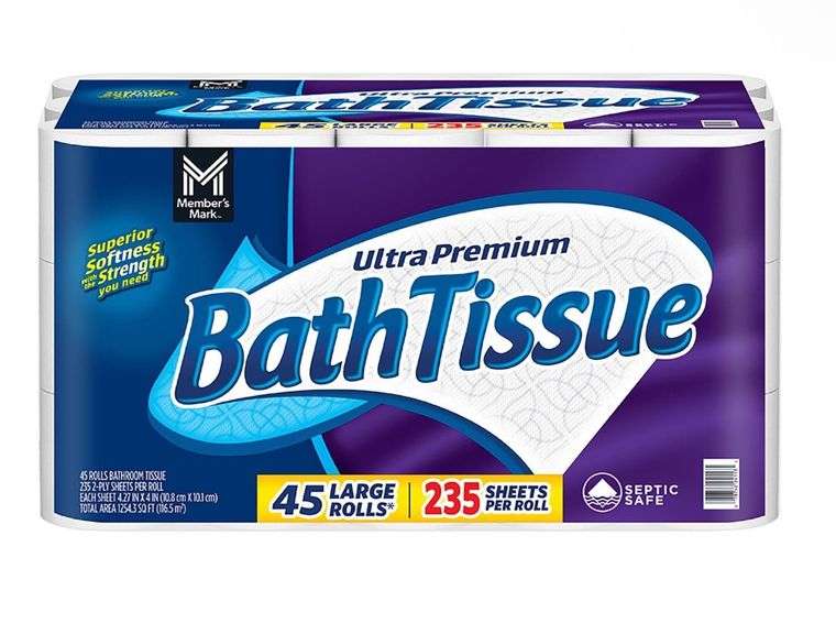 Member’s Mark Ultra Premium Bath Tissue 2-Ply, 45 Rolls, 235 sheets per ...