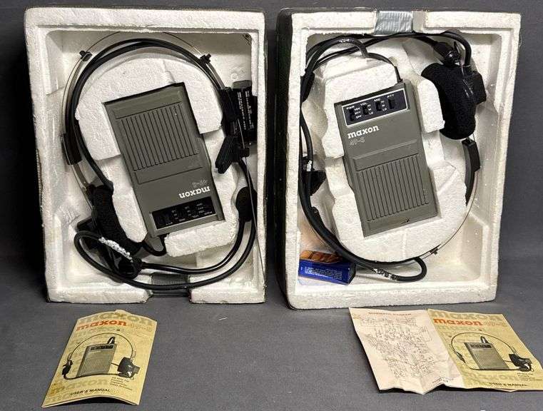 (2) Maxon 49-S 49 MHz FM Portable Transceivers with Headsets - Metzger ...