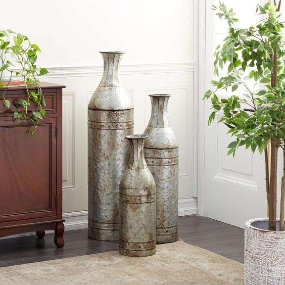 DECO 79 - Deco 79 Metal Handmade Decorative Vase Tall Galvanized Floor ...