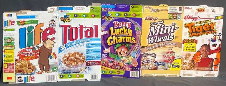 5 -2006 Empty Flattened Cereal Boxes Featuring Special Promotions 12.5 ...