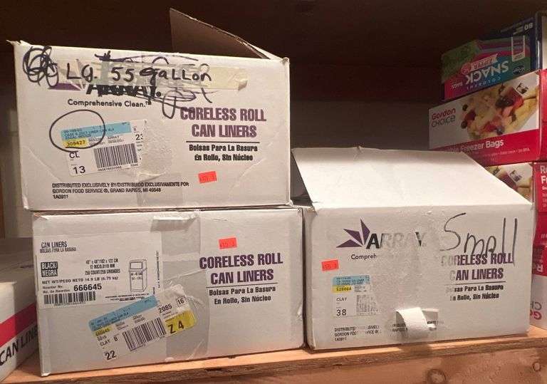 3 Boxes of Coreless Roll Can Liners, Various Sizes and Capacities ...