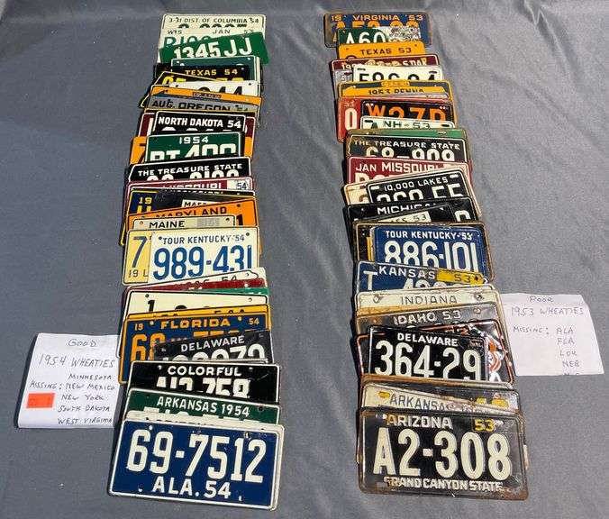 75 1953 & 1954 U.S.Miniature License Plates from Various States ...