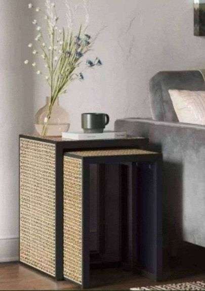 Threshold-brand nesting accent tables featuring black frames and ...