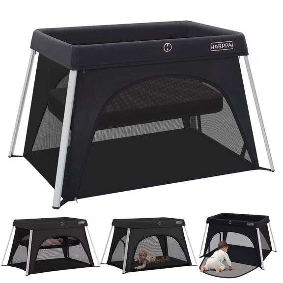 HARPA - HARPPA Portable Travel Crib with Mattress, Foldable Playard for ...