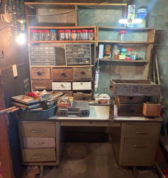 Workshop Storage Units With Hardware and Tools Inc. Screws and Bolts ...