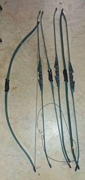 6 – Archery Recurve Bows with Green Limbs and Grip Handles 60″ Lgth ...