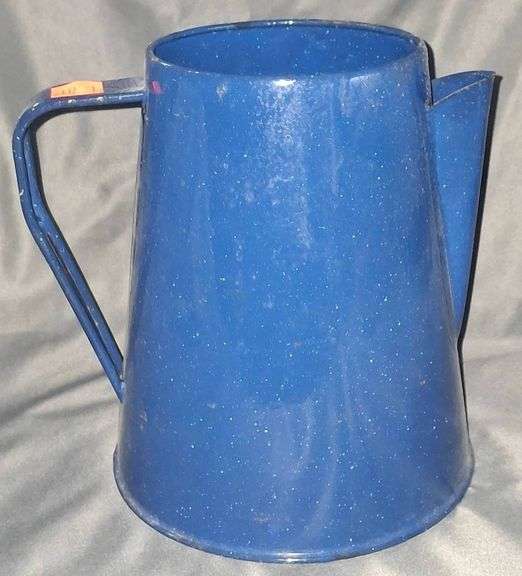Blue Enamel Metal Pitcher With Speckled Finish 4″x8″ - Metzger Property ...