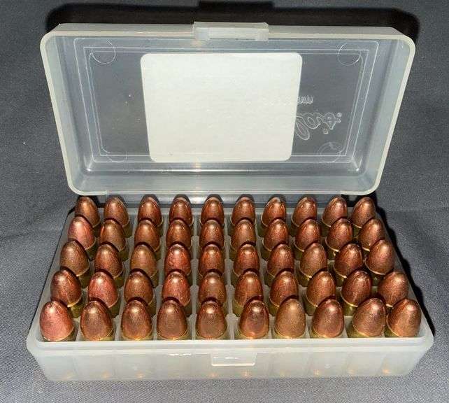 50 Rounds of 9mm Ammunition in Clear Plastic Ammo Storage Box - Metzger ...