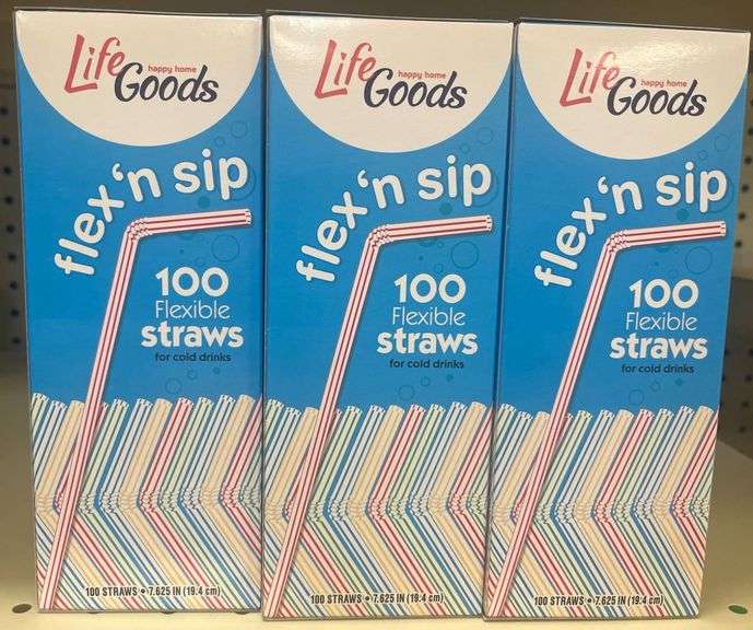 3 Life Goods Flex ‘n Sip 100 Flexible Straws for Cold Drinks - Metzger ...