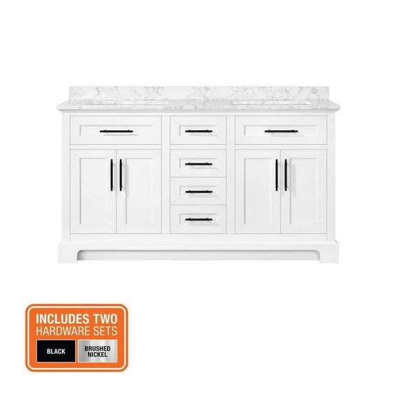 HOME DECORATORS COLLECTION - Doveton 60 in. Double Sink Freestanding ...