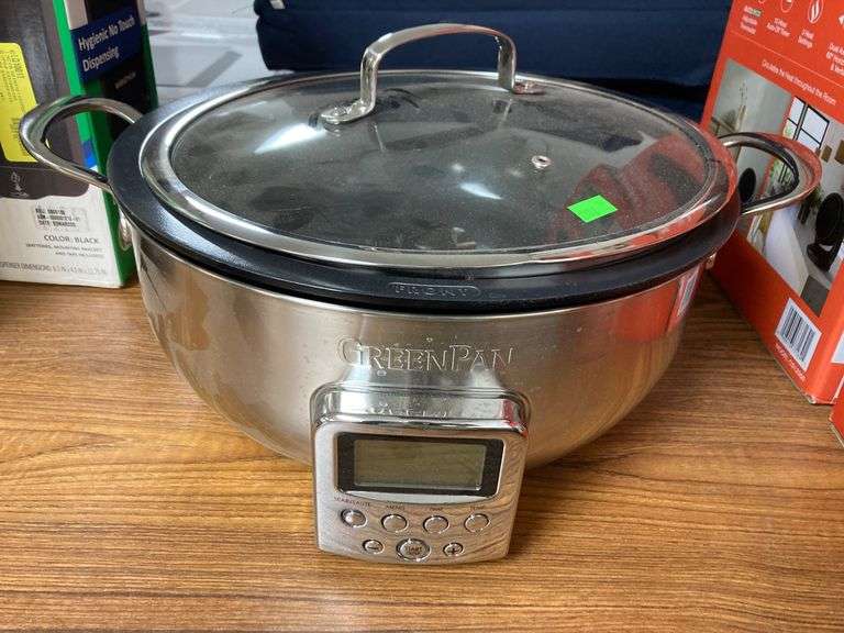 GreenPan Stainless Steel Slow Cooker with Digital Display and Glass Lid ...
