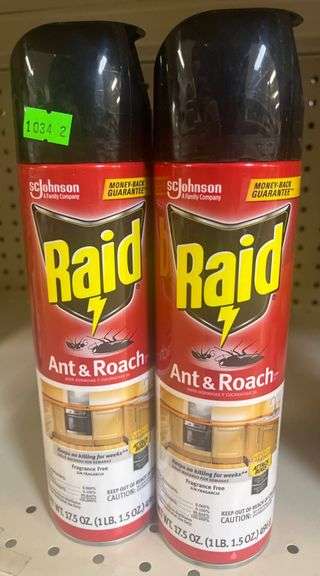 2 Cans of SC Johnson Raid Ant & Roach Insect Killer Spray, 17.5 oz Each ...