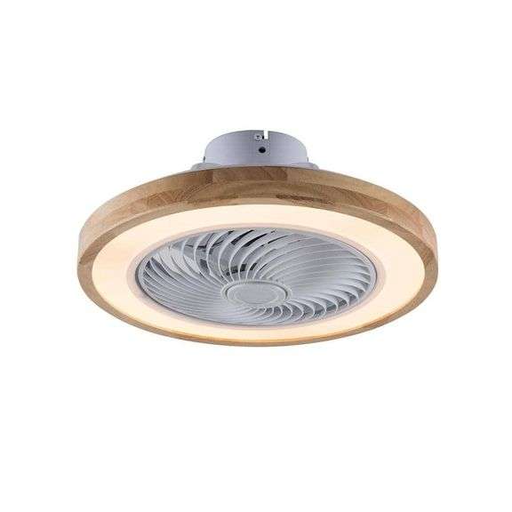 OUKANING - 20 in. Indoor Wood and White Modern Round Enclosed Ceiling ...
