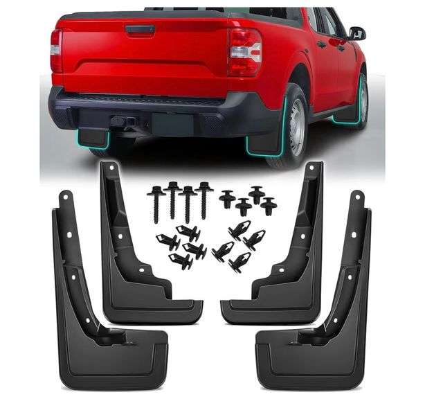Black Plastic Mud Flaps with Mounting Hardware for Ford Maverick 2022 ...
