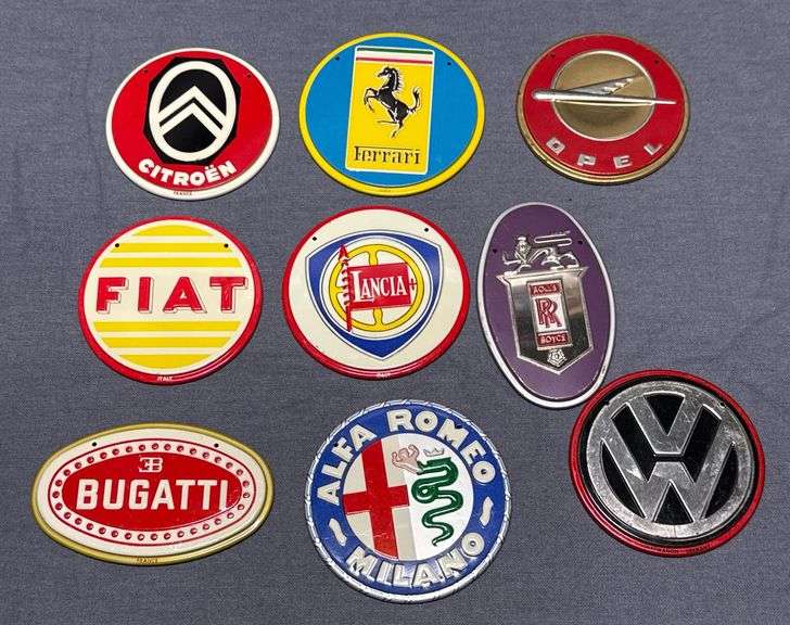 9 Continental 1954 Auto Emblems, Inc. Bugatti, Fiat, Ferrari, 3.5”-4 ...