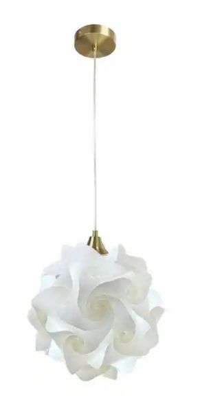 Hanging Pendant Light Fixture with White Swirl Shade Adjustable Length ...