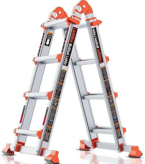 LANBITOU - Ladder, A Frame 4 Step Ladder Extension, 14 FT Anti-Slip ...