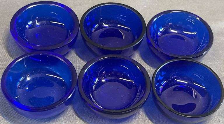 6 Cobalt Glass Salt Dishes - Metzger Property Services, LLC