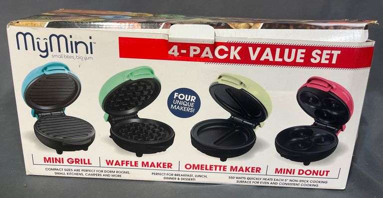 MyMini 4-Pack Appliance Bundle with Grill, Waffle Maker, Omelette Maker ...