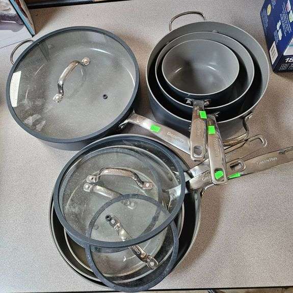 GreenPan Ceramic Nonstick Pots and Pans With Lids Previously Owned ...
