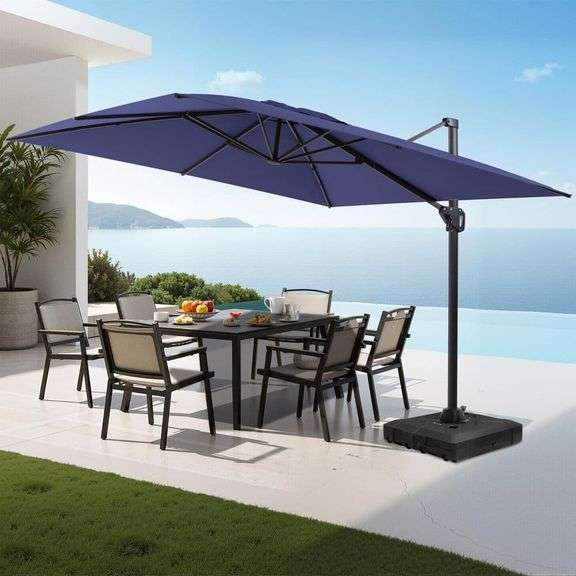 PELLEBANT - 10 ft. Square Aluminum Outdoor Offset 360Â° Rotation ...