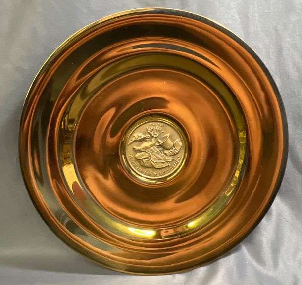 Gold-Tone Dirilyte Dish with United States Bicentennial Medallion, 10 ...