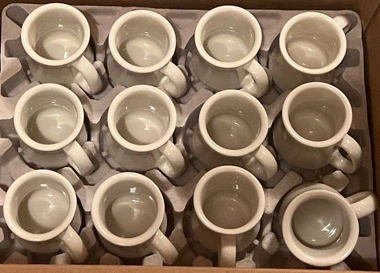 36 Ultima China White Coffee Mugs with Flared Lip and Handle - Metzger ...