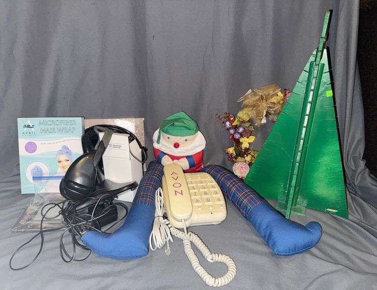 Wreath, Green Wood Tree, Avon Bell South Phone, Elf, Avon Adapter ...