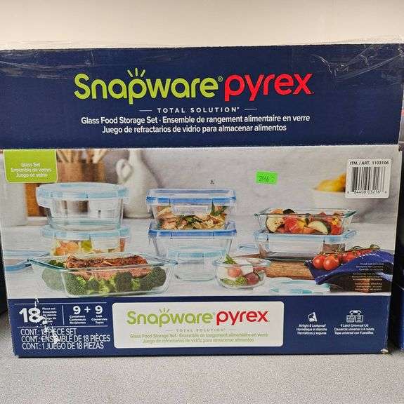 Snapware Pyrex Total Solution 18-Piece Glass Food Storage Containers ...