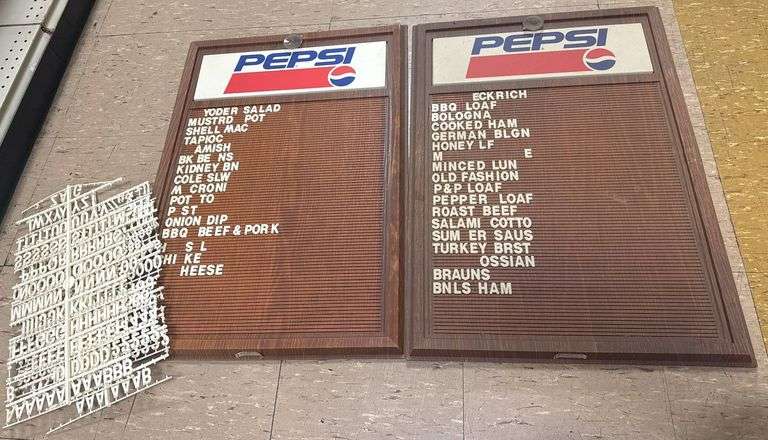 2 Pepsi Branded Menu Boards with Plastic Letter Inserts, 29”x21 ...