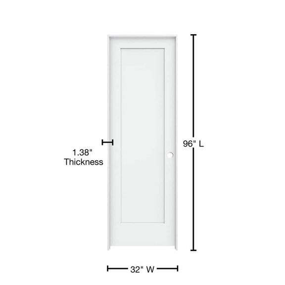 JELD-WEN - 32 in. x 96 in. Madison White Painted Left-Hand Smooth Solid ...