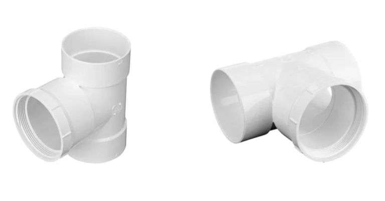 NDS PVC Sewer and Drain Cleanout Tee, 4 in. Hub X Hub X FPT 5 pack ...