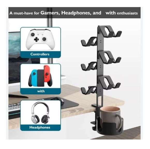 Adjustable Desk Clamp Organizer for Controllers, Headphones, and ...