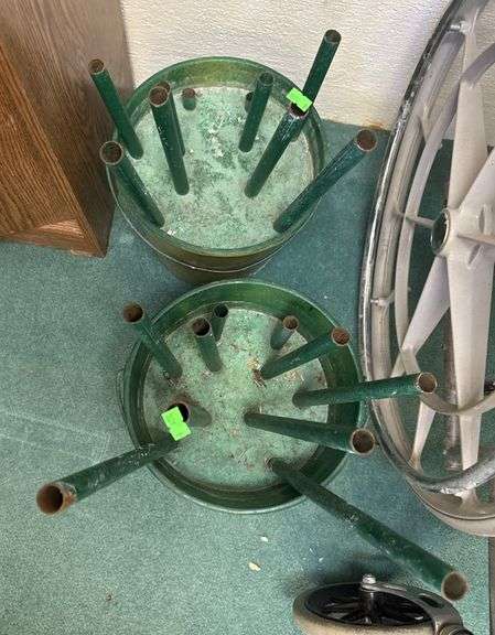 3 Buckets with Green Metal Rods - Metzger Property Services, LLC