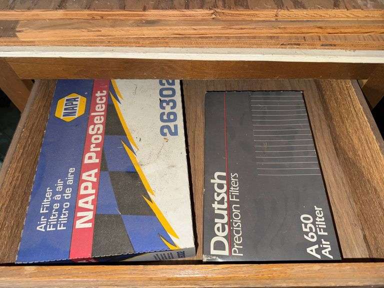 Wood Cabinet with NAPA Pro Select Air Filter, Deutsch Precision Filter ...