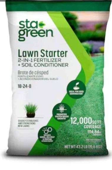 Sta-Green Lawn Starter Fertilizer Plus Soil Conditioner, 43.2-lb, 18-24 ...