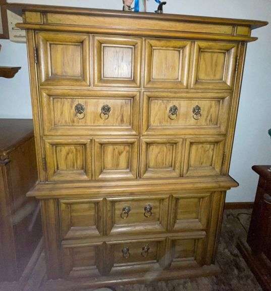 Tall Dresser With Lion Head Hardware and Lower Drawers 38”x18”x52 ...