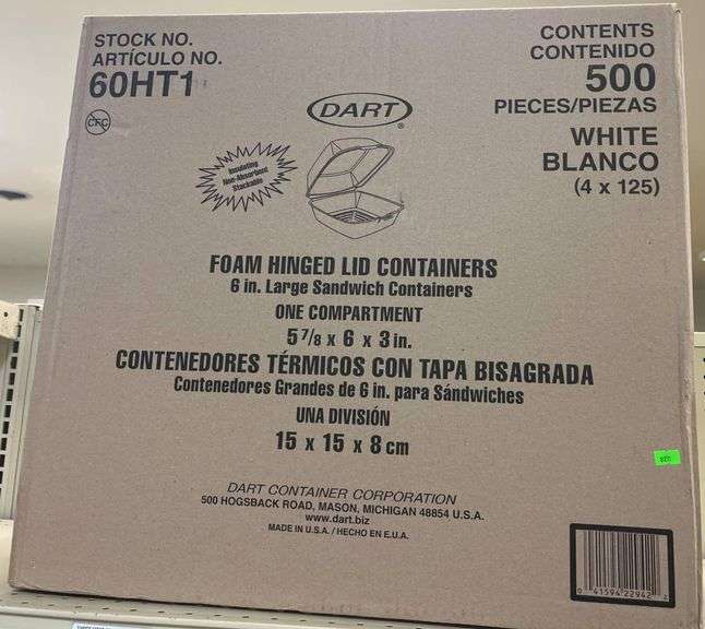 Dart Foam Hinged Lid Take Out Containers 60HT1 – 500 Pieces (6 In ...