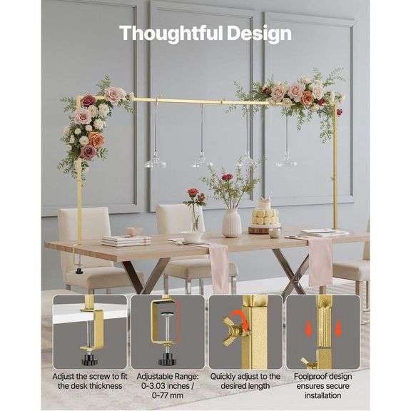 SKYSHALO - Over The Table Rod Stand with Clamps, 13-42 in. Tall & 28-98 ...