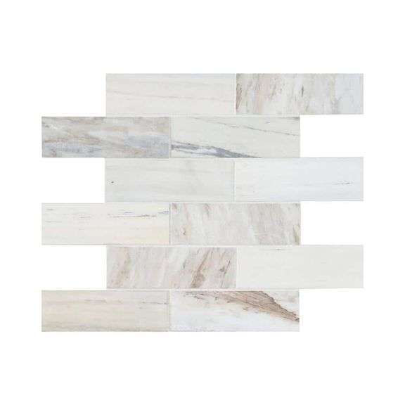 MSI - Angora Subway 12 in. x 12 in. Polished Marble Mesh-Mounted Mosaic ...