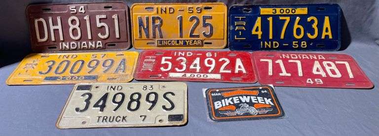 Indiana License Plates from 1949-1983 with Various Designs and Formats ...