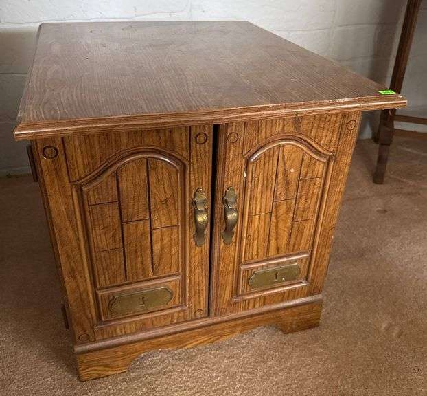 Two-Door Side Cabinet with Brass Handles and Keyhole Plates 24x19x20 ...