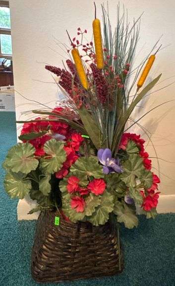 Wicker Basket With Artificial Floral Arrangement - Metzger Property ...