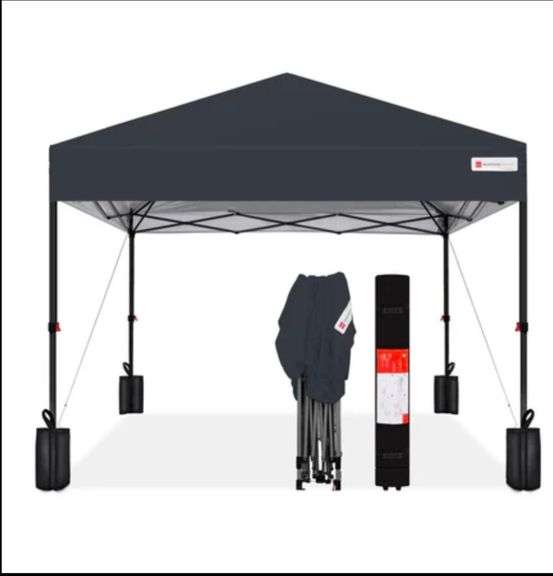Grey Pop-Up Canopy Tent with Frame, Carry Bag, and Weights - Metzger ...