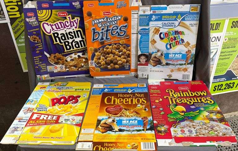 6 Flattened Cereal Boxes Featuring Various Designs by General Mills ...