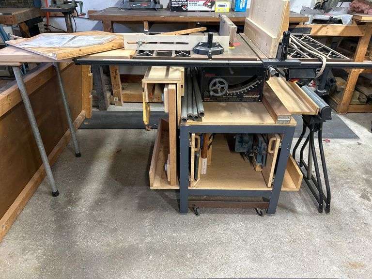 10” Sears Craftsman Contractor Table Saw on Custom Wheeled Stand with ...