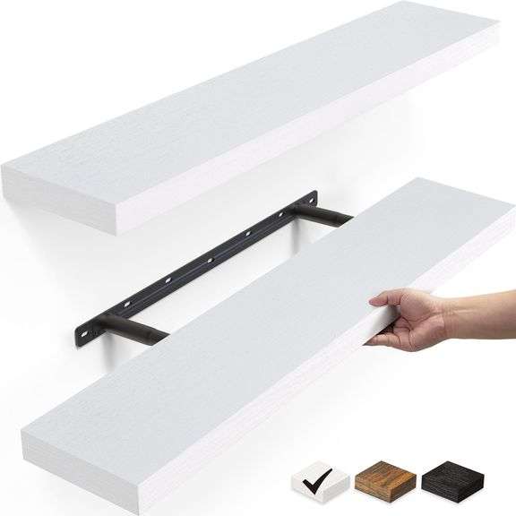 OPHANIE - 22.5 inch 2 Pack Wood Floating Shelves, Hanging Float Shelf ...