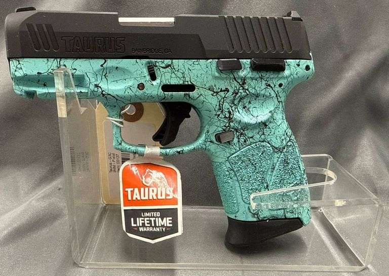 Taurus G3C 9mm Compact Semi-Automatic Pistol with Cyan/Black Splatter ...