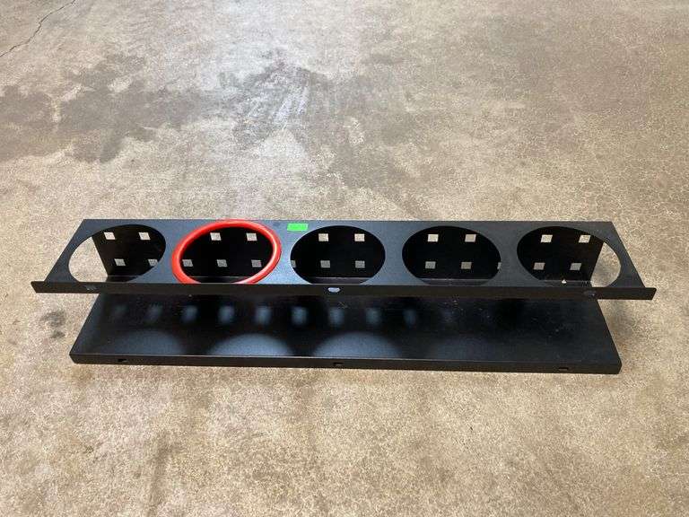 Black Metal Wall-Mount Management Rack with Circular Cutouts-21”x3 ...